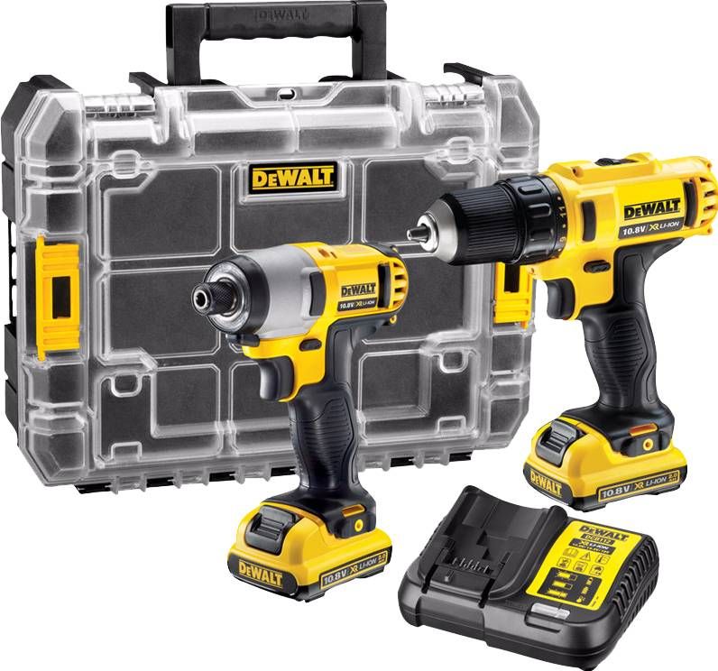 DeWalt DCK211D2T 10.8V Li-Ion accu boor-/schroefmachine (DCD710)&slagschroevendraaier (DCF815 ...