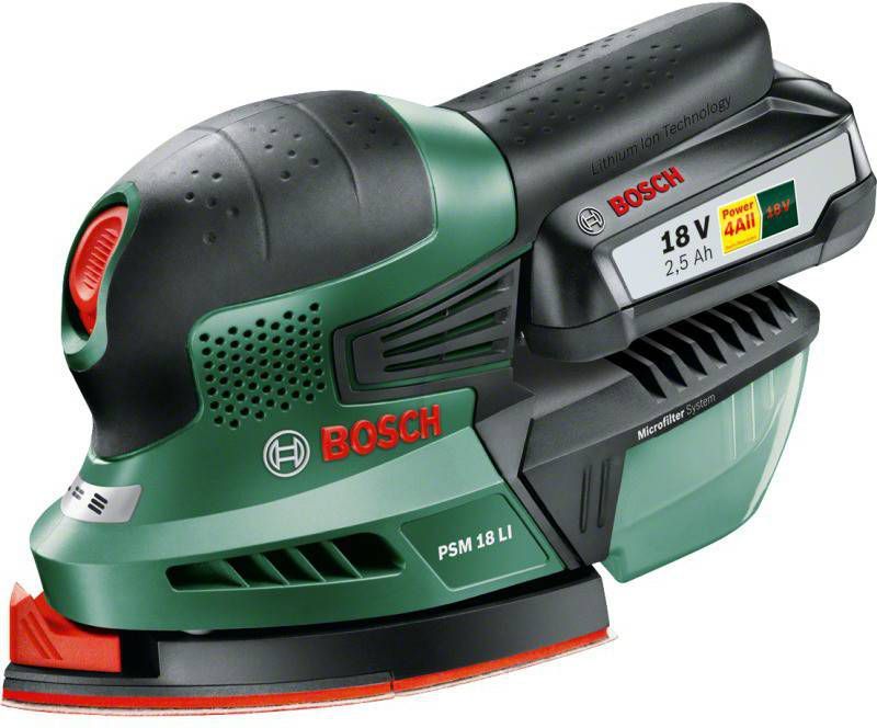 Bosch PSM 18 LI 18V Li-Ion Accu delta schuurmachine set (1x 2.5Ah accu ...
